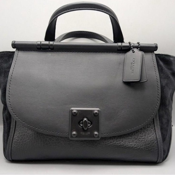 Coach | Bags | Coach Drifter 38389 Black Leather Tote With Structured ...